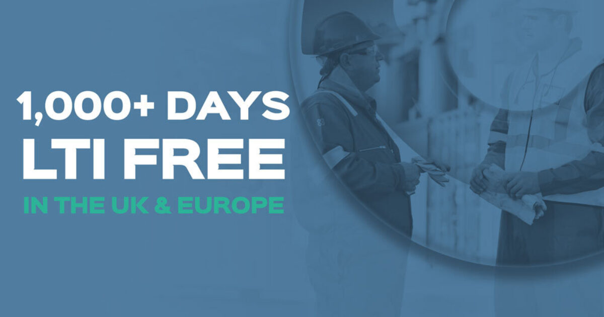 CENTURION’S UK & EUROPE REGION ACHIEVES 1,000 DAYS LTI-FREE